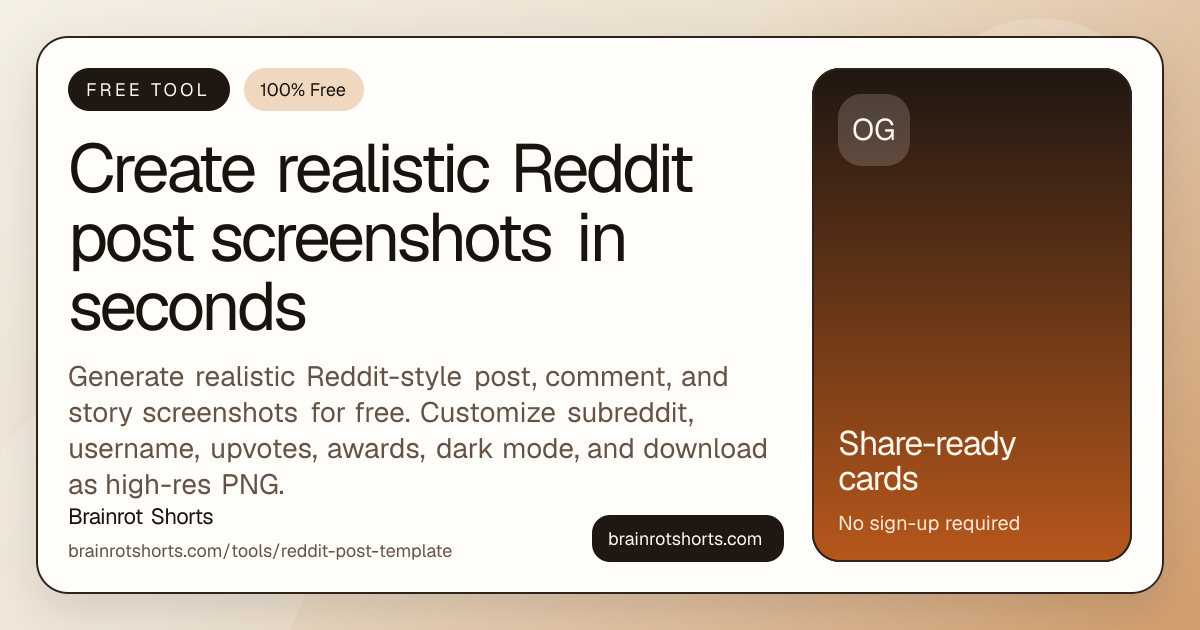 Free Reddit Post Template Generator — Create Realistic Screenshots ...